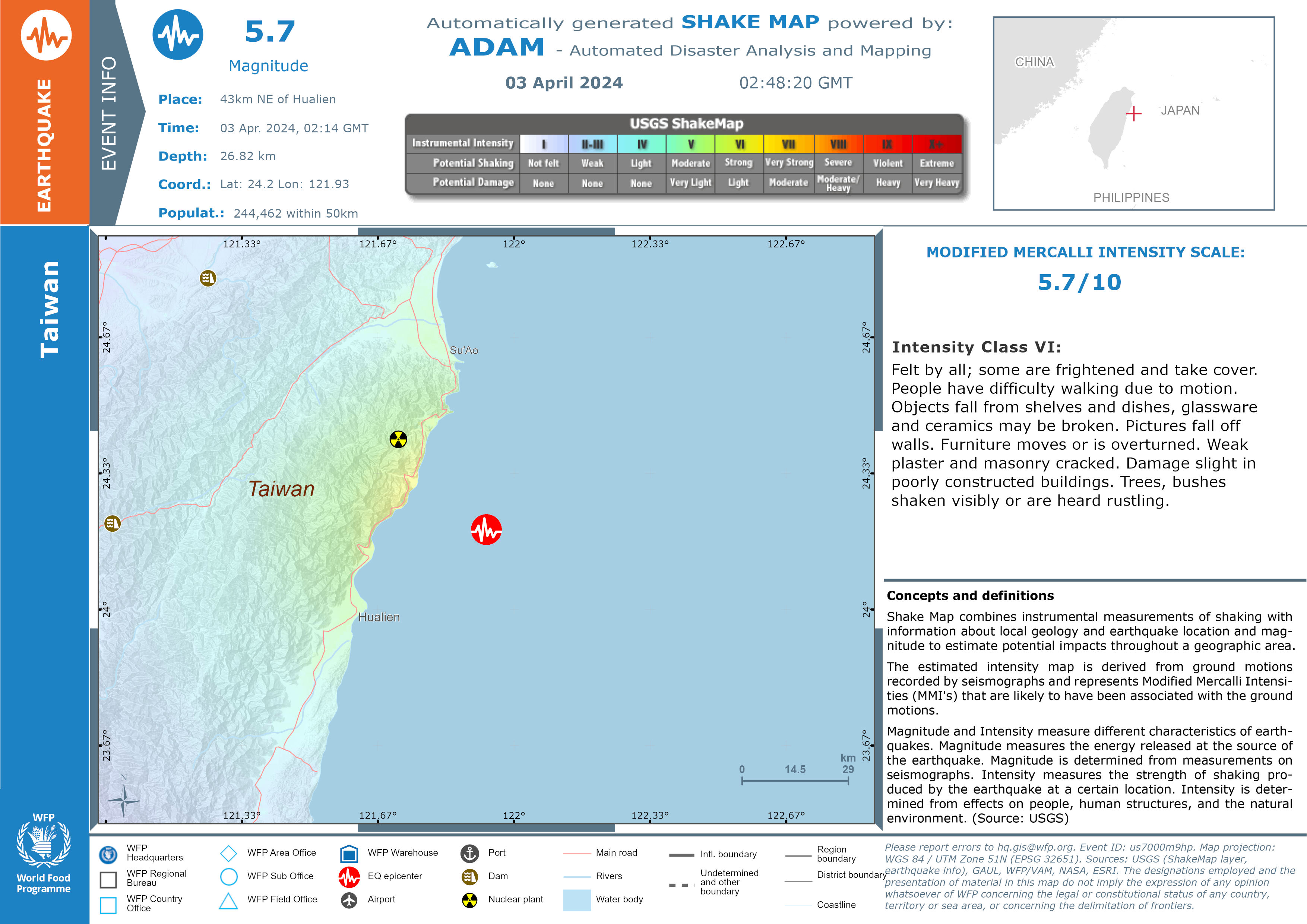 Taiwan - Earthquake, Shake Map (03 Apr 2024) - China - Taiwan Province ...