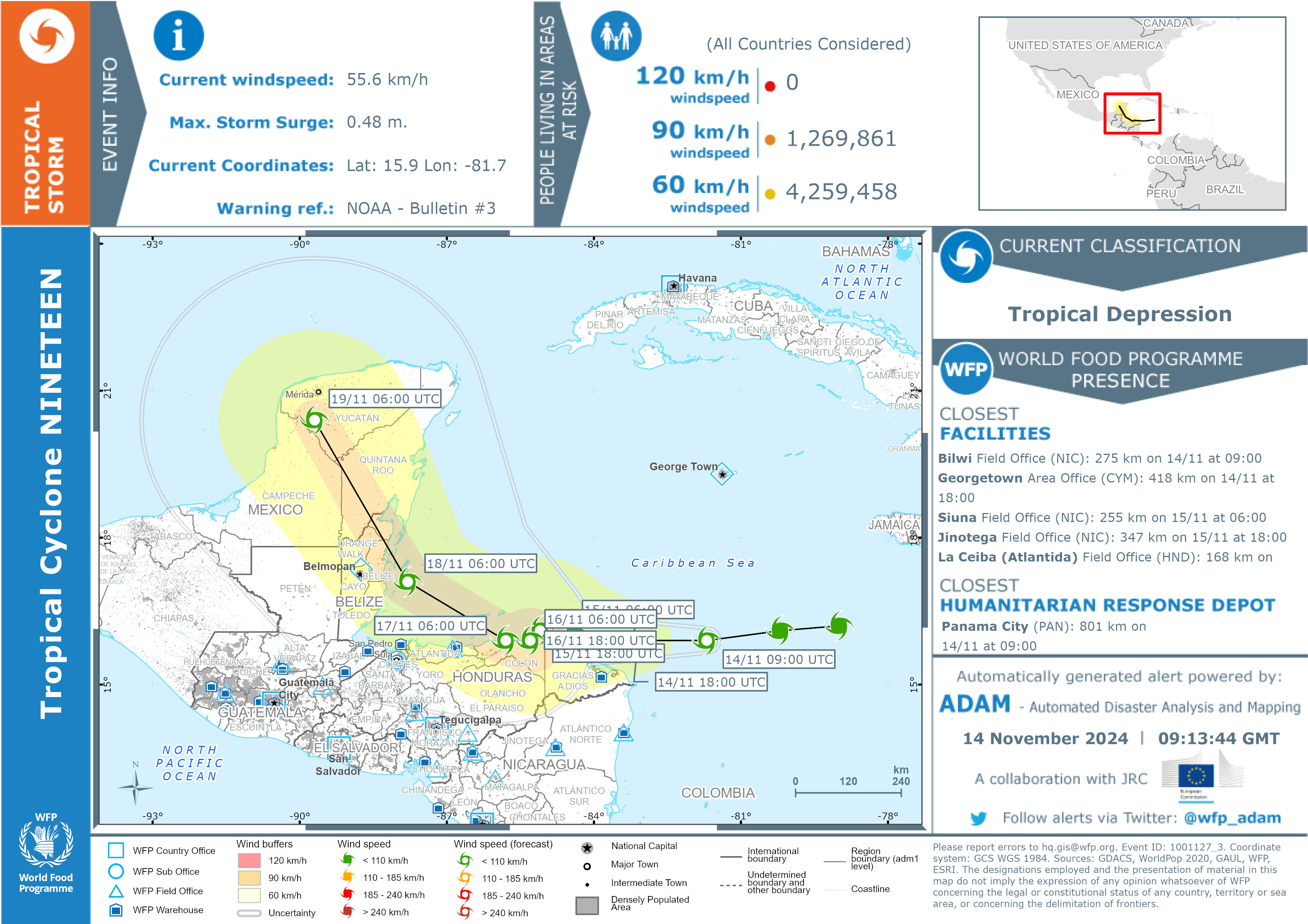 Tropical Cyclone Nineteen - Wind Dashboard (14 November 2024, 09:13:44 ...
