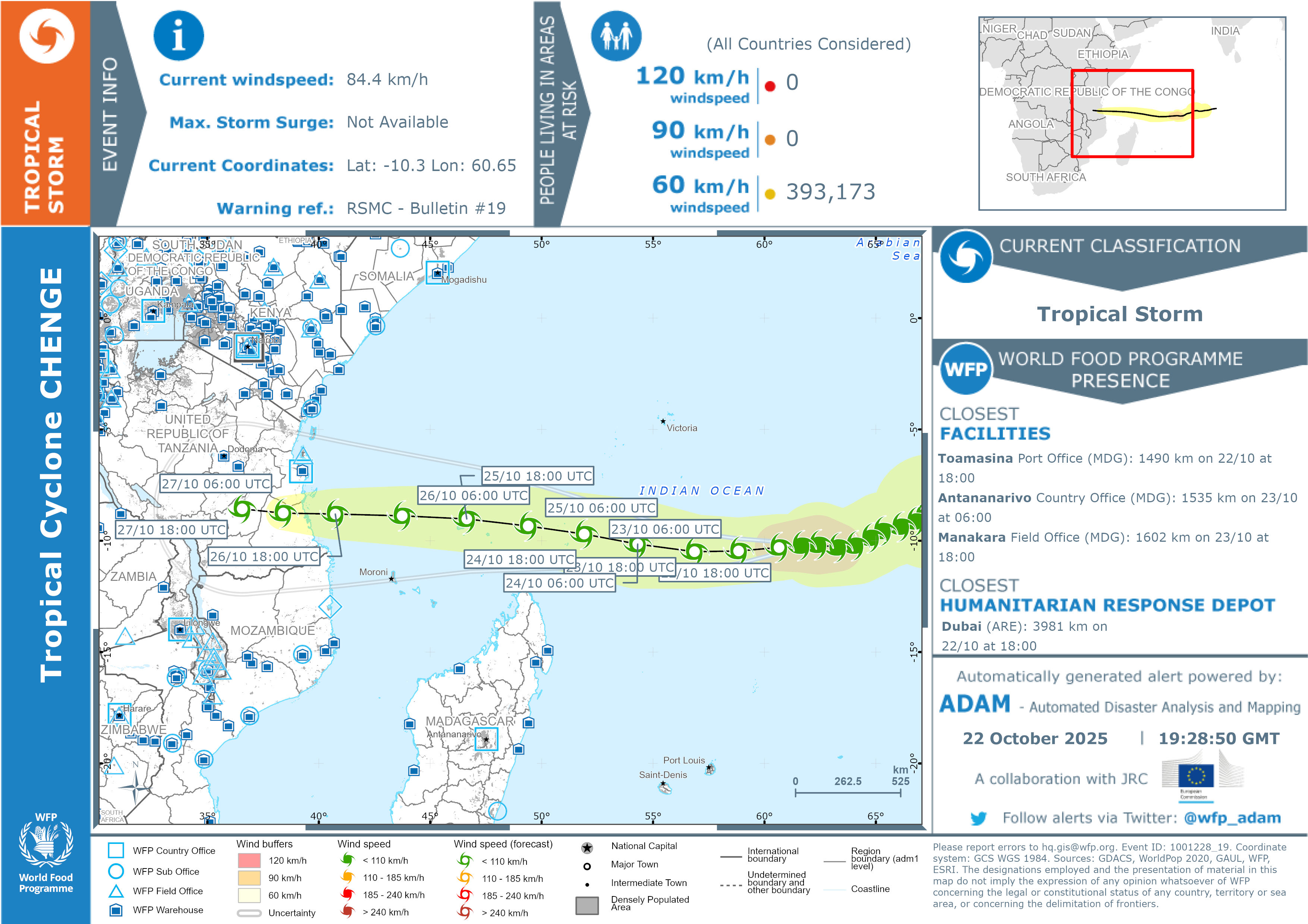 Tropical Cyclone Chenge - Wind Dashboard (22 Oct 2025) - Madagascar ...