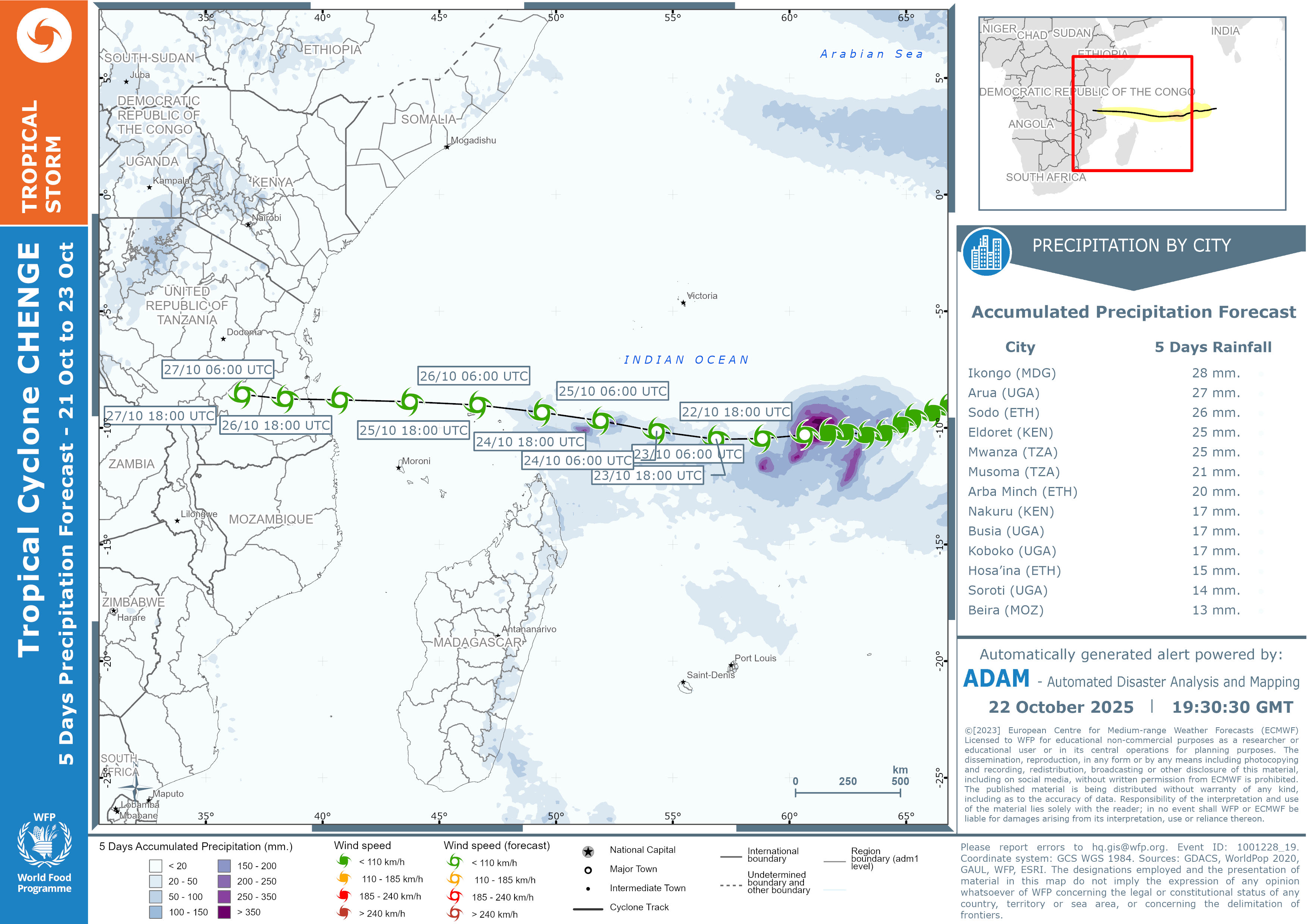 Tropical Cyclone Chenge - 5 Days Precipitation Forecast - 21 to 23 Oct ...